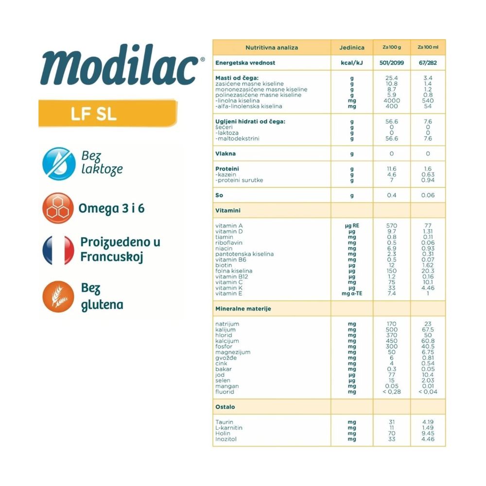 Modilac EXPERT LF – SL - adaptirano mleko za bebe BEZ LAKTOZE